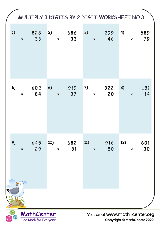Fourth Grade Worksheets: Multi-digit Multiplication | Math Center