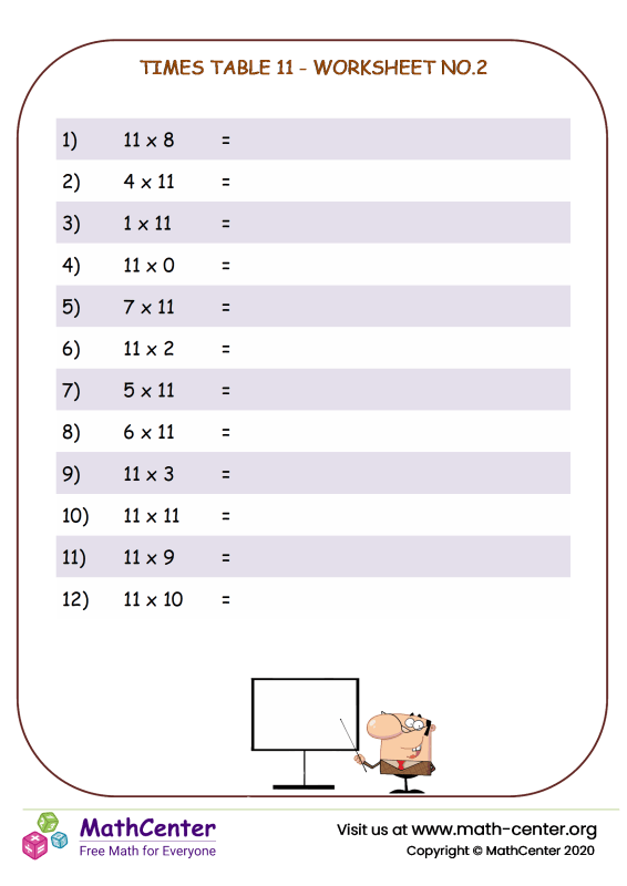 Second Grade Worksheets: Multiplication Table | Math Center