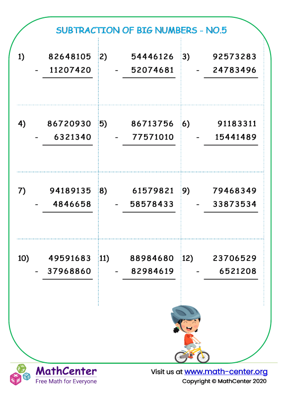 Fourth Grade Worksheets: Multi-digit Subtraction With Regrouping | Math ...