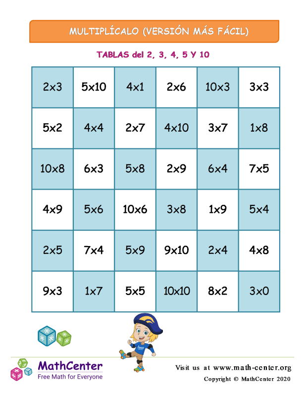 Segundo Grado Juegos : Multiplicación de Una Cifra | Math Center