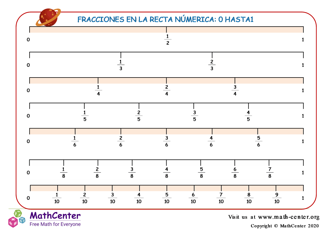 Tercer Grado Hojas de aprendizaje: Fracciones en la Recta Númerica ...