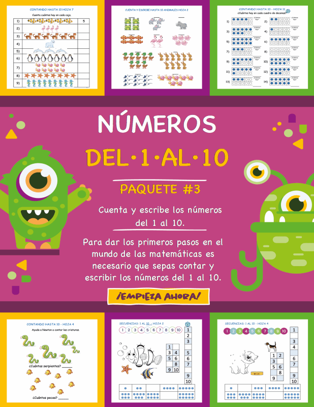 Pre-Jardín de Infantes Libros de trabajo: Números del 1 al 10 | Math Center
