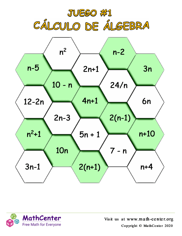 Sexto Grado Juegos : Ejercicios de Ecuaciones Algebraicas | Math Center