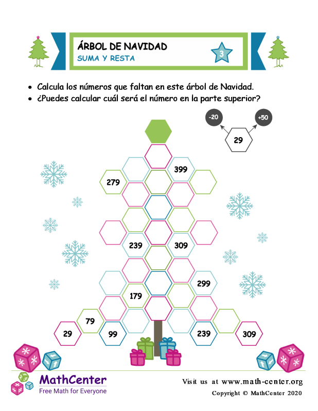 Segundo Grado Hojas de trabajo: Actividades de Navidad | Math Center