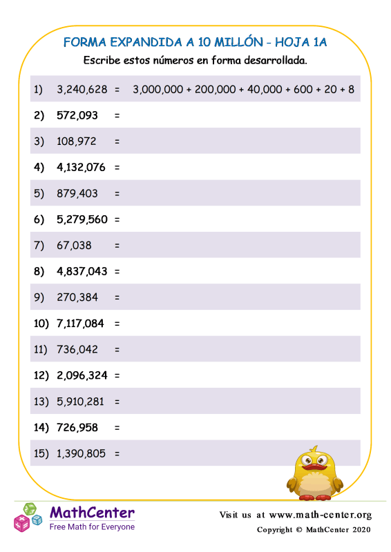 Quinto Grado Hojas de trabajo: Valor Posicional de Varias Cifras | Math ...
