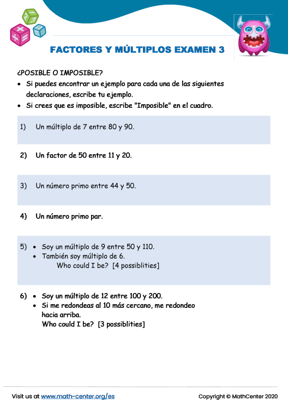 Cuarto grado Pruebas: Acertijos Lógicos | Math Center