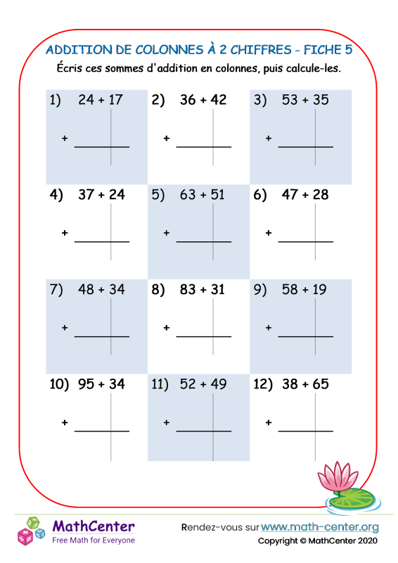 Fiche Addition 2 Chiffres À Imprimer – UPWCHX