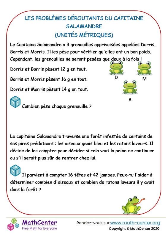 CE2 Fiches de travail: Énigmes logiques | Math Center
