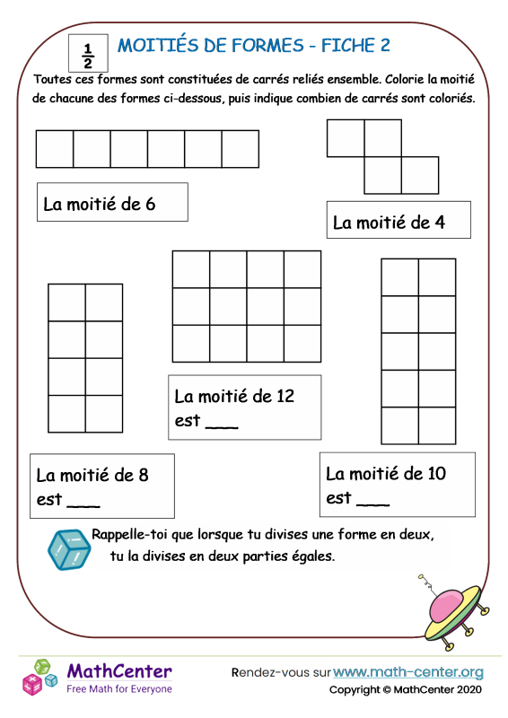 CE1 Fiches de travail: Les fractions en tant que partie du tout | Math ...