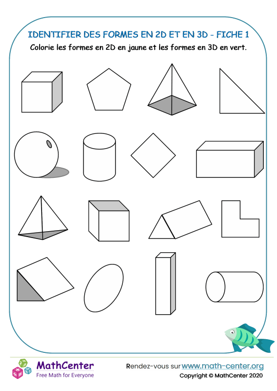 CP Fiches de travail: Formes en 2D | Math Center