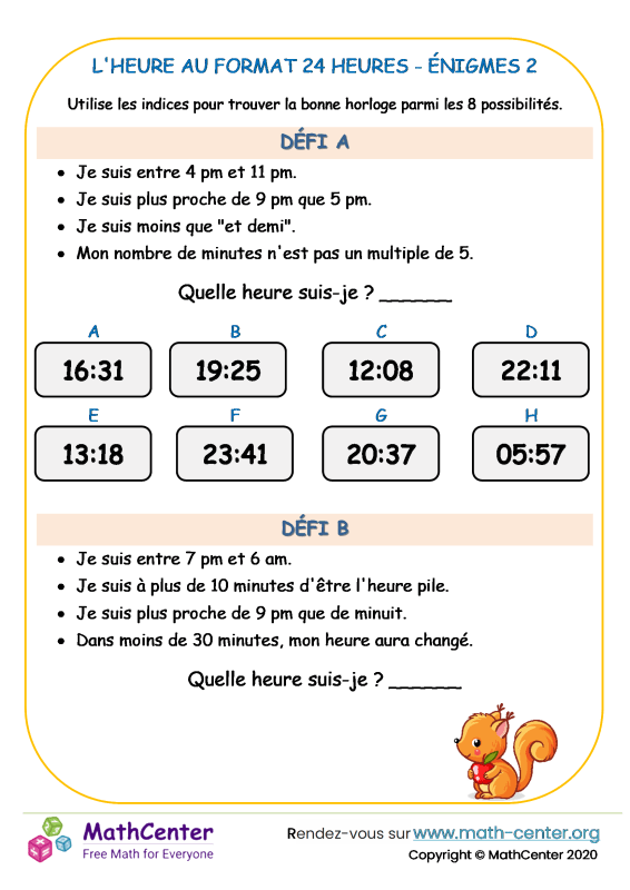 CE2 Fiches de travail: Énigmes logiques | Math Center