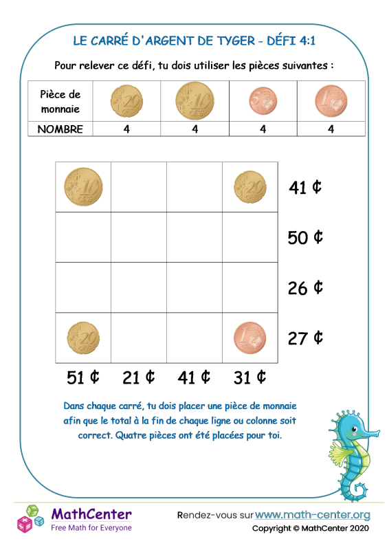 CM1 Fiches de travail: Identifier et compter les pièces de monnaie ...
