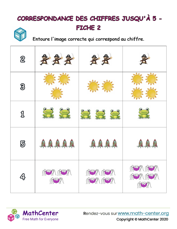 Moyenne section Fiches de travail: Nombres 0-10 | Math Center