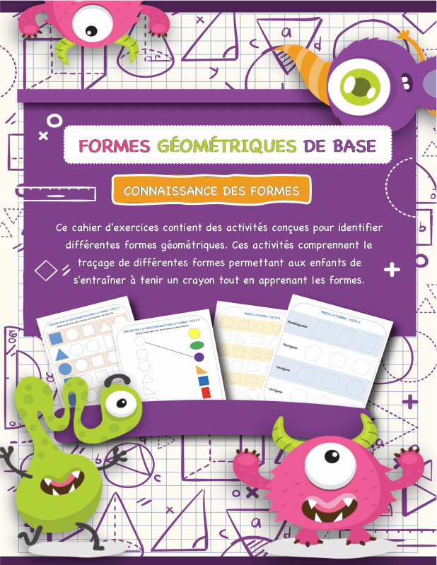 Moyenne section Cahier de travail: Identifier les formes en 2D | Math ...