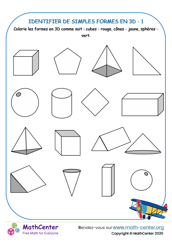 CP Fiches de travail: Formes à colorier | Math Center