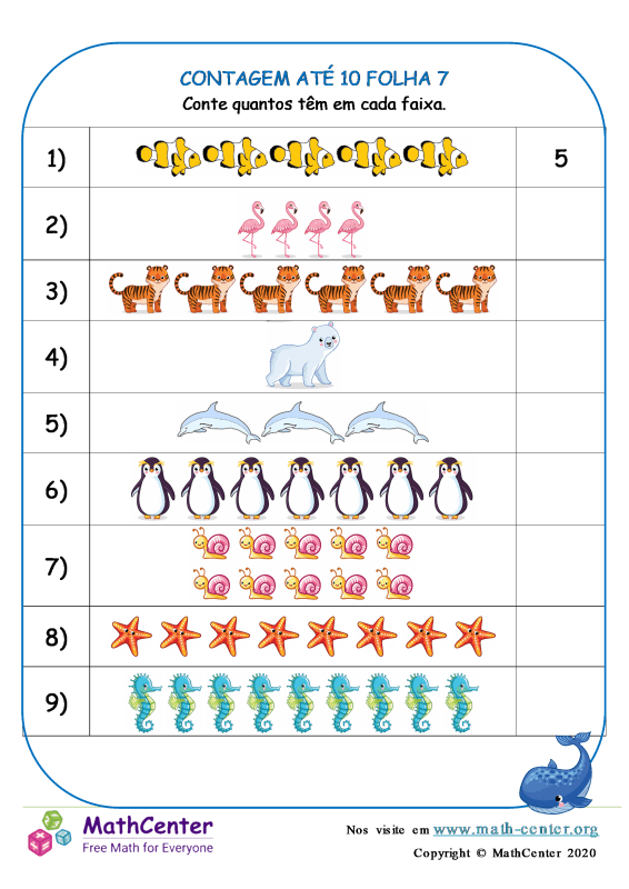 Pré-Escola 1 Planilhas: numeros de 0 a 10 | Math Center