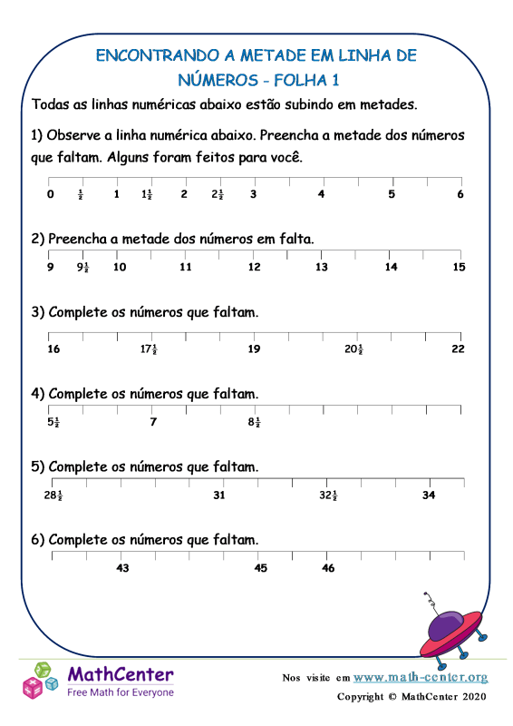 Quinto Ano Planilhas Reta Numérica Com Frações Math Center
