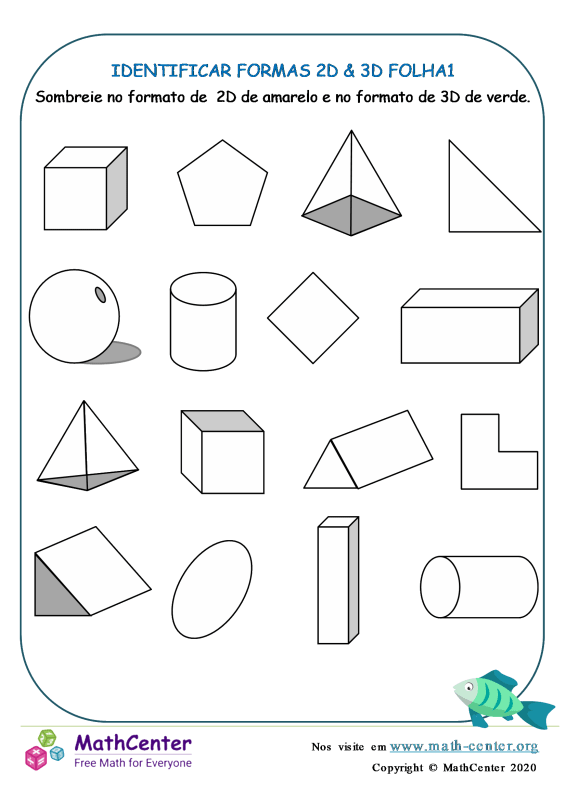 Primeiro Ano Planilhas: Formas 2D | Math Center