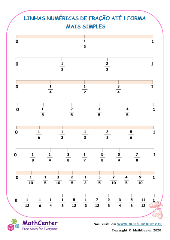 Quinto Ano Páginas De Aprendizagem Reta Numérica Com Frações Math Center