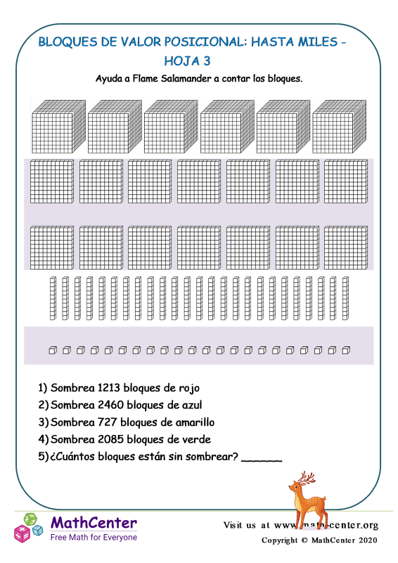 Cuarto grado Hojas de trabajo: Valor Posicional de Varias Cifras | Math ...