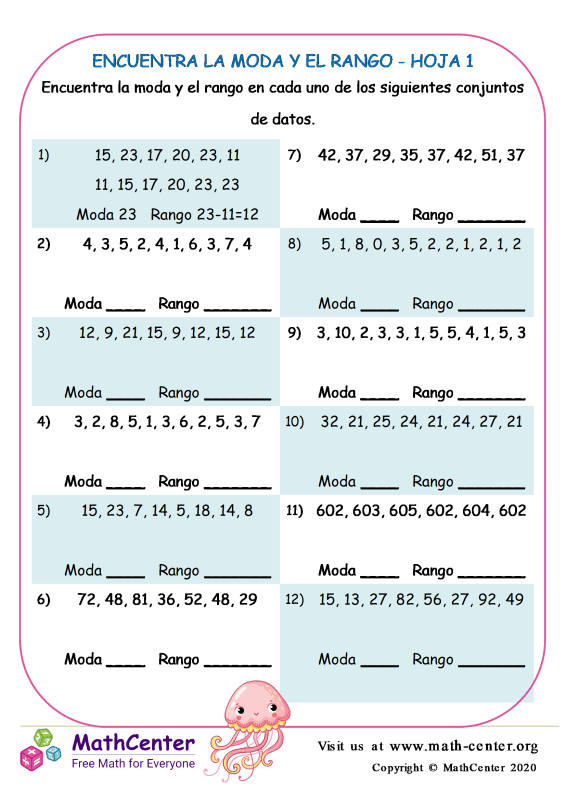 Cuarto grado Hojas de trabajo: Moda | Math Center