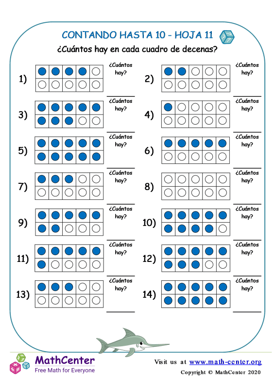 Pre-Jardín de Infantes Hojas de trabajo: Números del 1 al 10 | Math Center