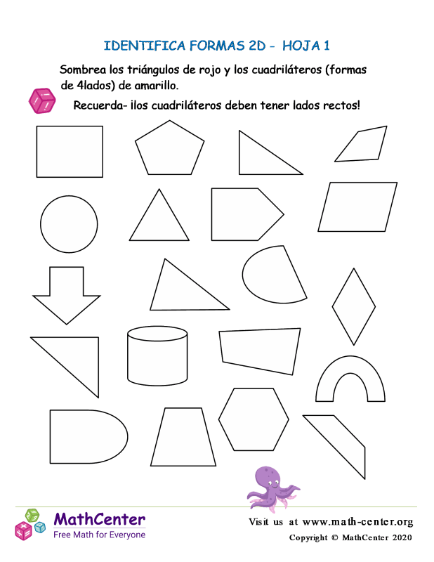 Segundo Grado Hojas de trabajo: Figuras Geométricas | Math Center