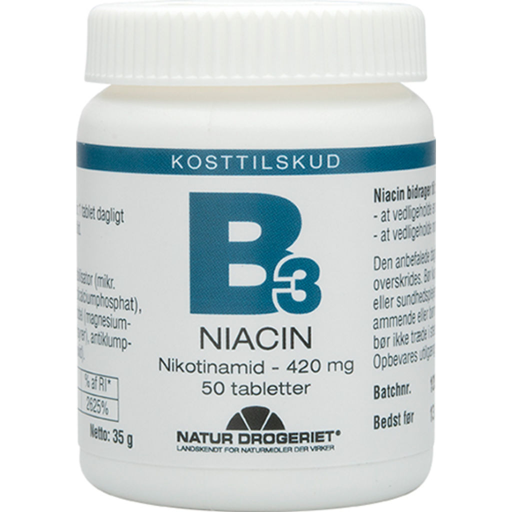 Køb Natur-Drogeriet Niacin (Nikotinamid) 420 Mg 50 Tabl. - Mecindo