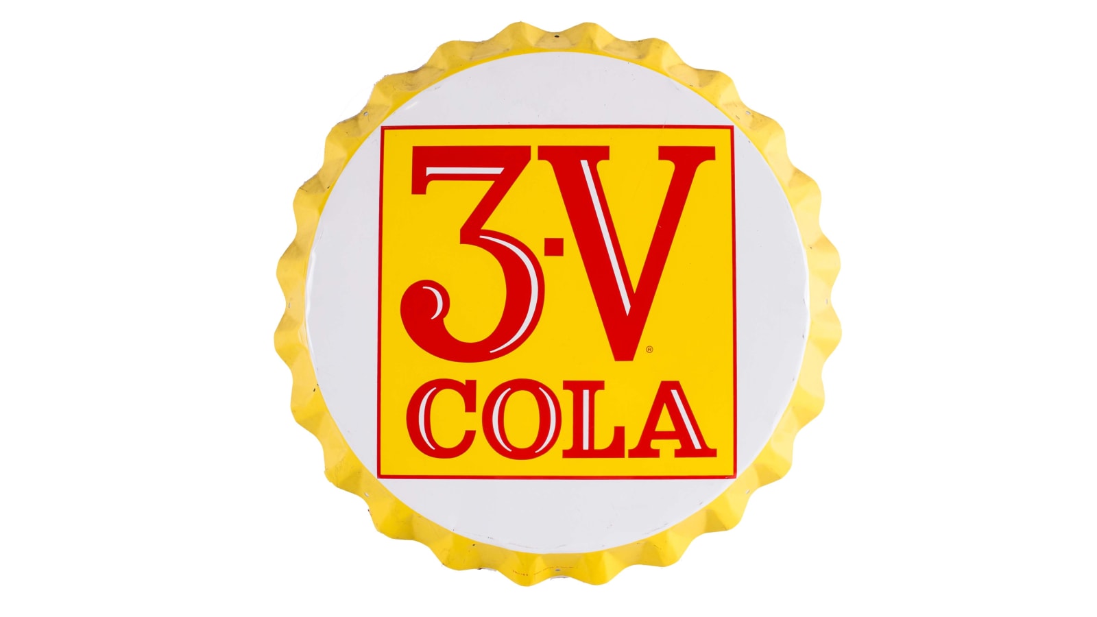 1960s 3-V Cola Die-Cut Bottlecap Tin 28- In at Harrisburg Road Art 2019 ...