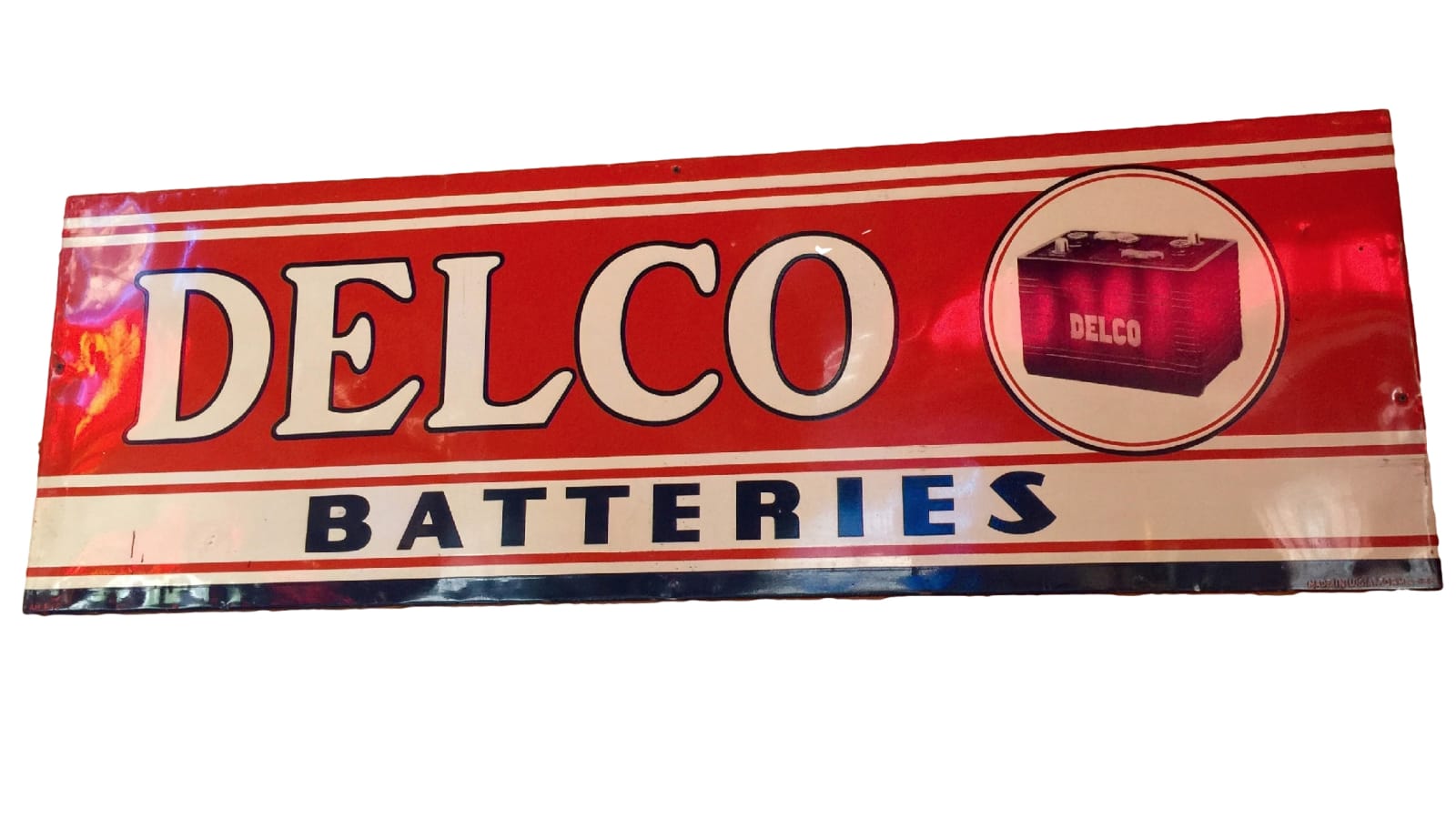 Delco Batteries Sign SST 63x21 at Chicago 2015 as J52 - Mecum Auctions