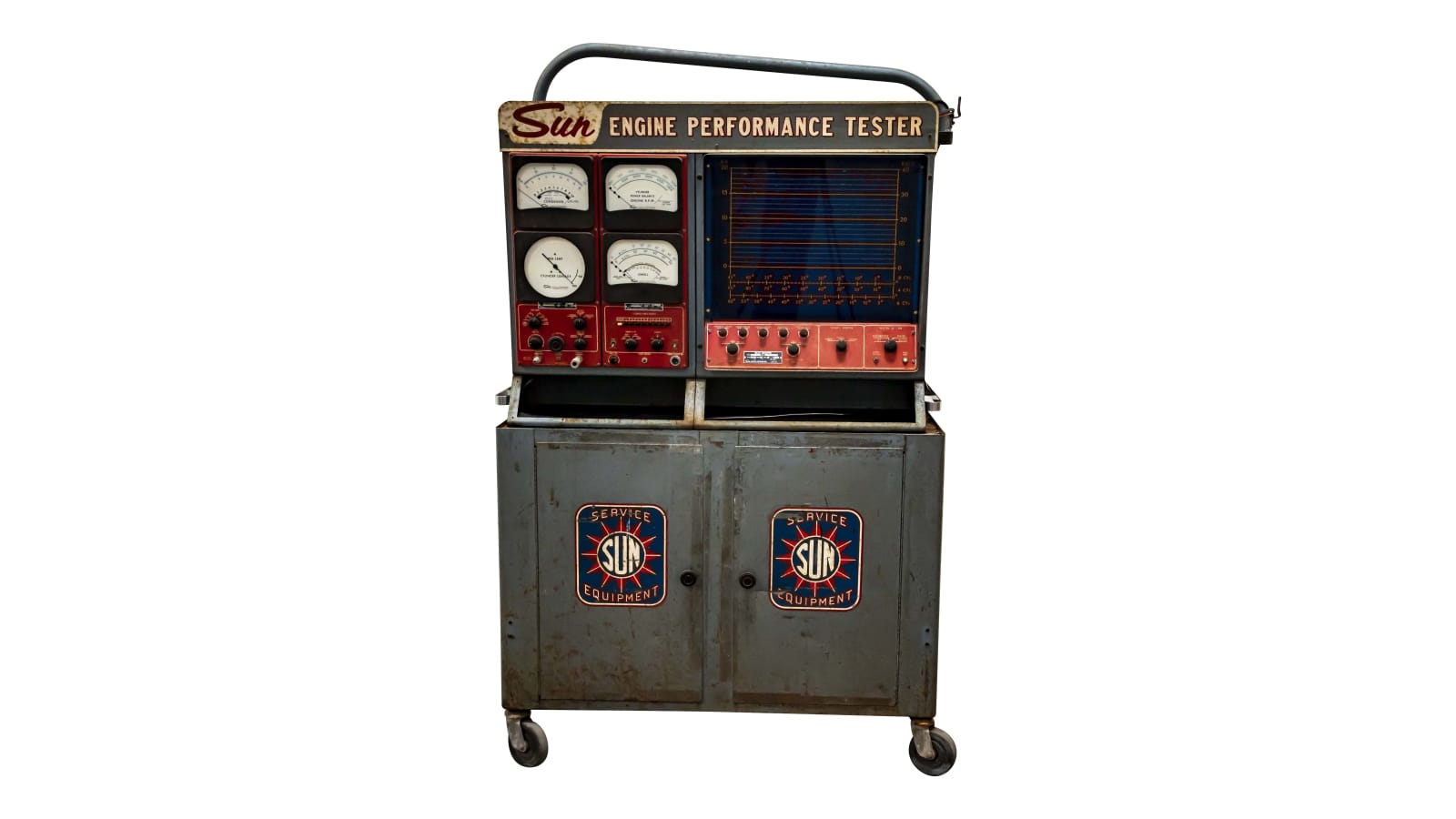 1960s Sun Engine Performance Tester Machine With Cabinet Base 49x78x24 ...