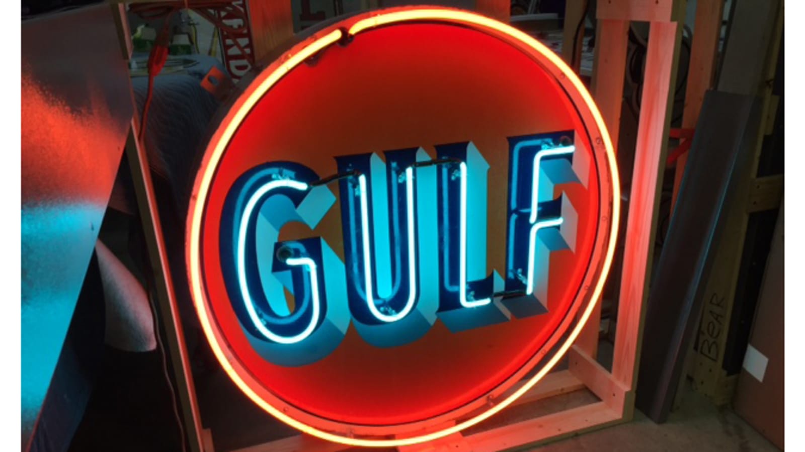 Gulf Neon Sign SSPN 42in Diameter at The Road Art Auction 2015 as S42 ...