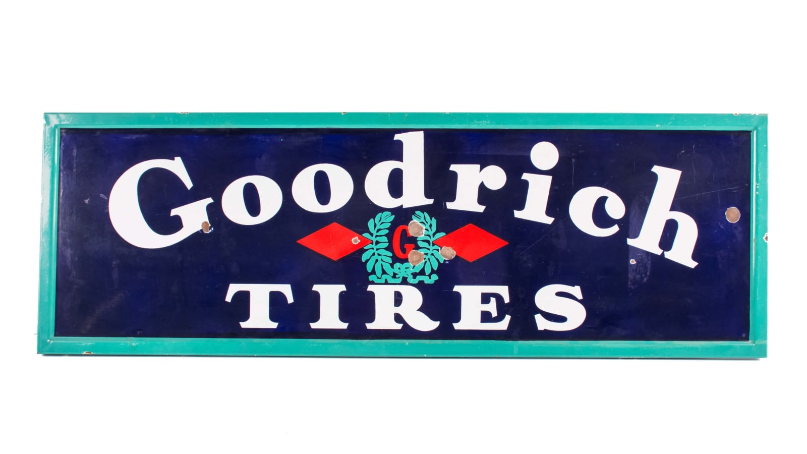 1940s B.F. Goodrich Tires Porcelain Single-Sided Horizontal Sign 60x20 ...