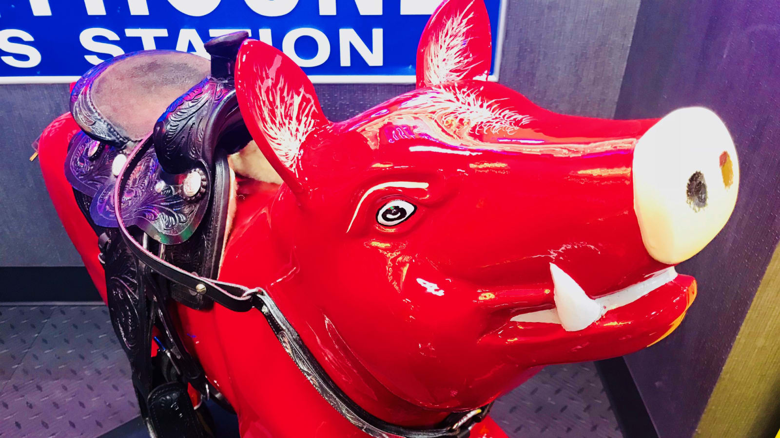 Porky Pig Cast Iron Kiddie Ride 48x25x49 at Indy Road Art 2018 as K65.1 ...