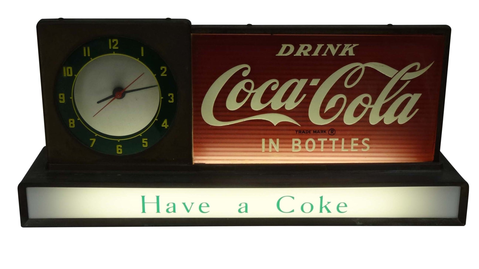 Coca-Cola Lighted Clock 9x20 at Indy Road Art 2019 as H187 - Mecum Auctions