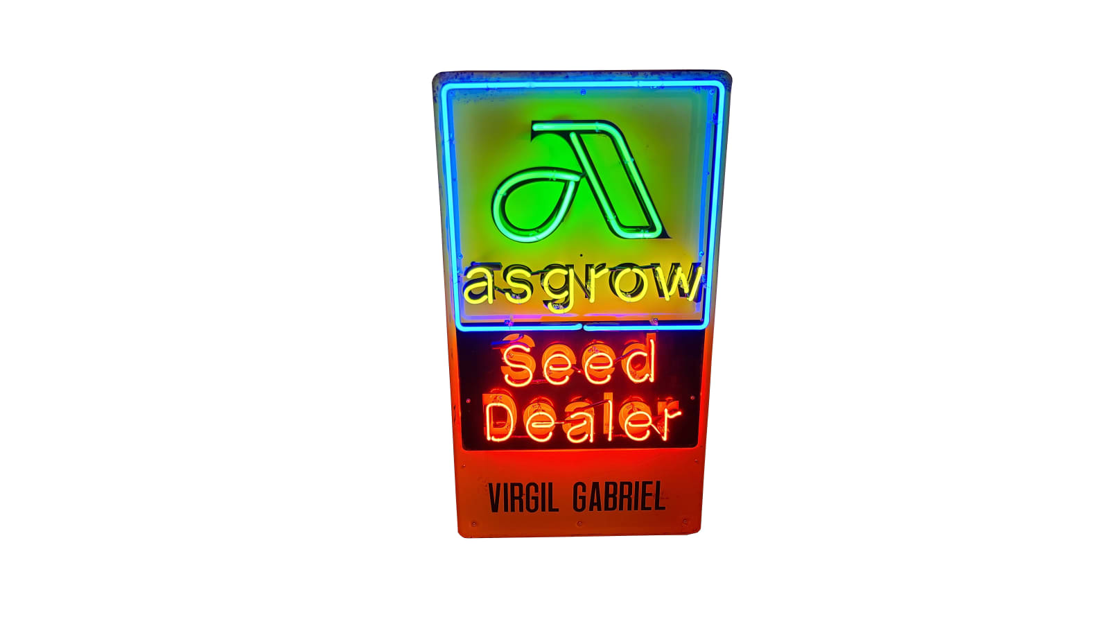 Asgrow Seed Dealer Single-Sided Tin Neon Sign at Gone Farmin' Spring ...