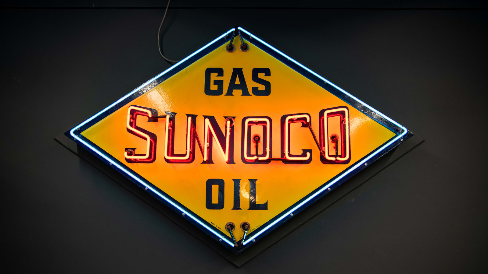 1940s Sunoco Gas & Oil Single-Sided Porcelain Neon Sign at The World’s ...
