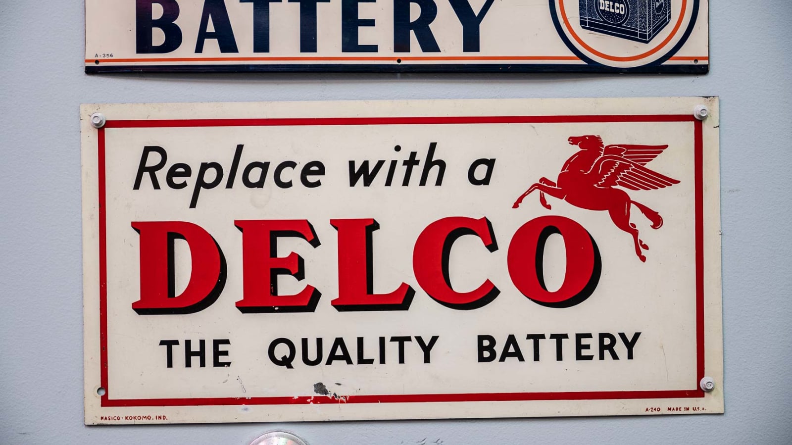 Delco Single-Sided Tin Sign at The World’s Largest Road Art Auction ...
