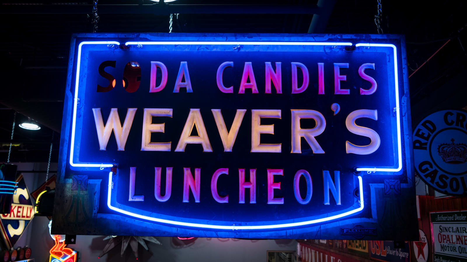 1910s Weaver's Soda Candies Luncheon Double-Sided Ripple Tin Sign at ...