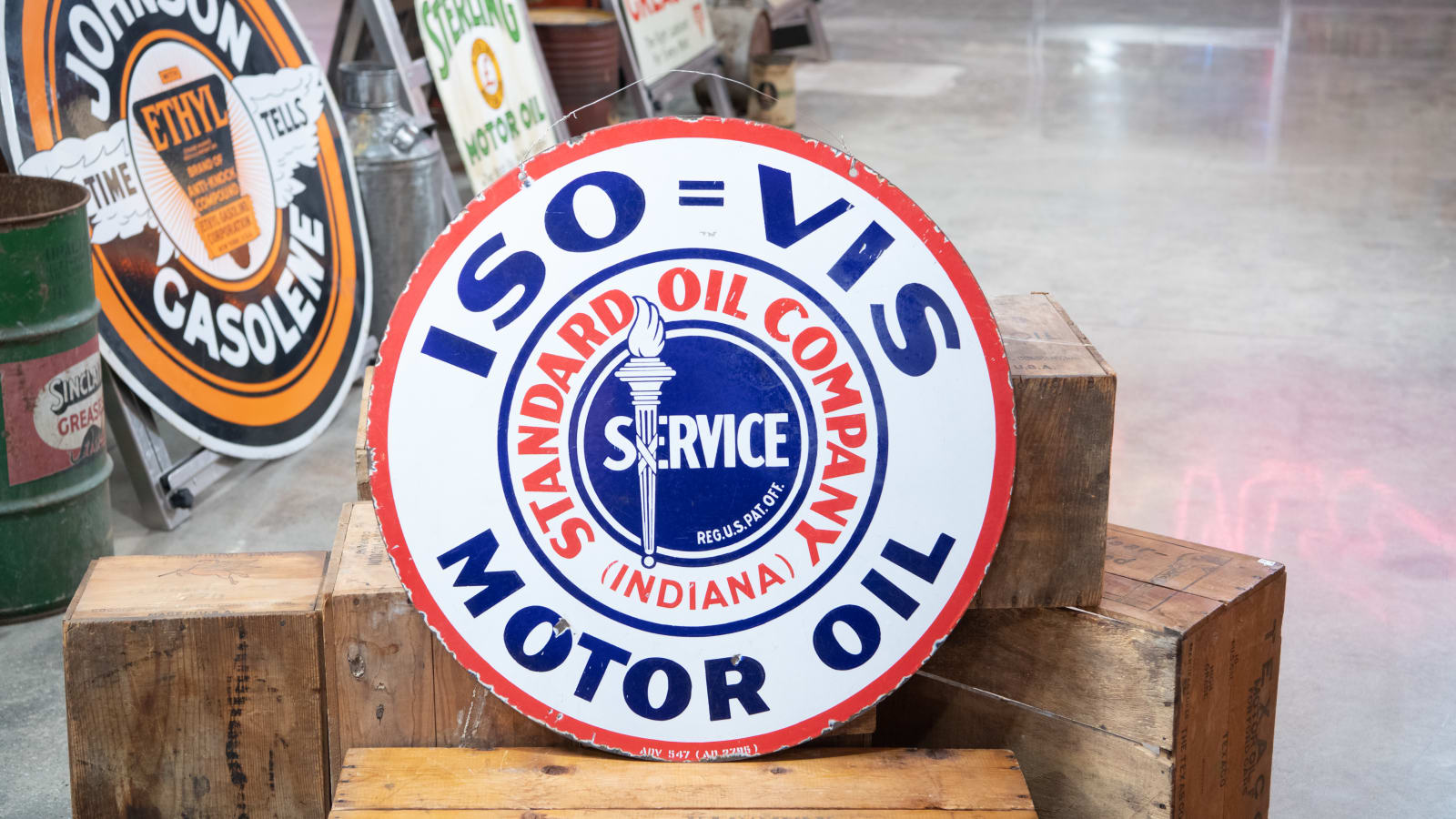 1930s Iso-Vis Motor Oil Double-Sided Porcelain Sign at The World’s ...