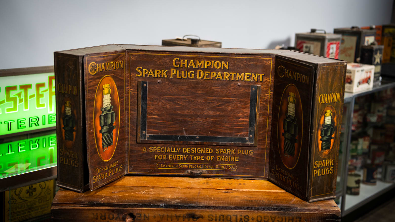 1920s Champion Spark Plugs Tin Counter Display at The World’s Largest ...