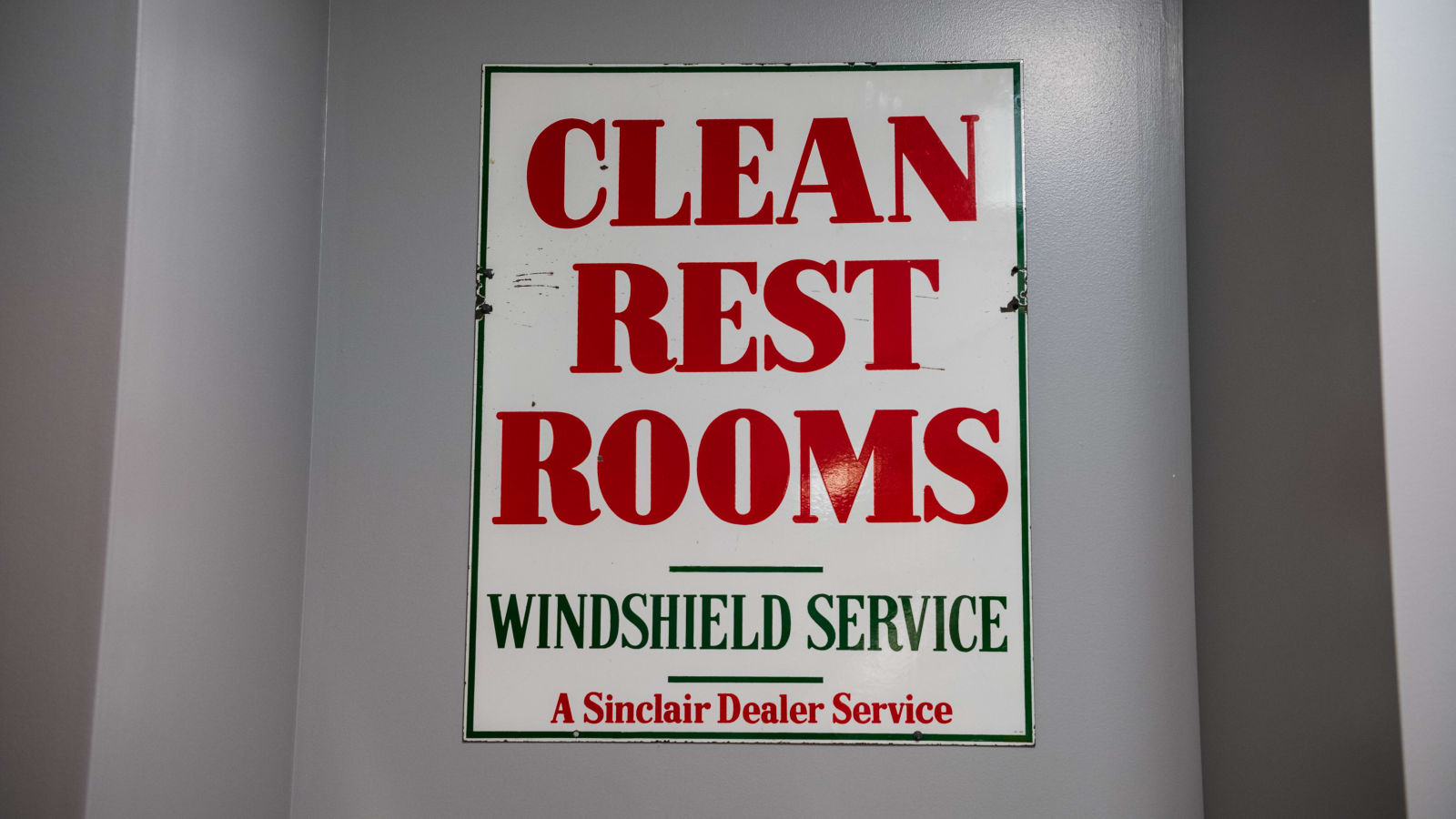 Sinclair Clean Restrooms Double-Sided Porcelain Sign at The World’s ...