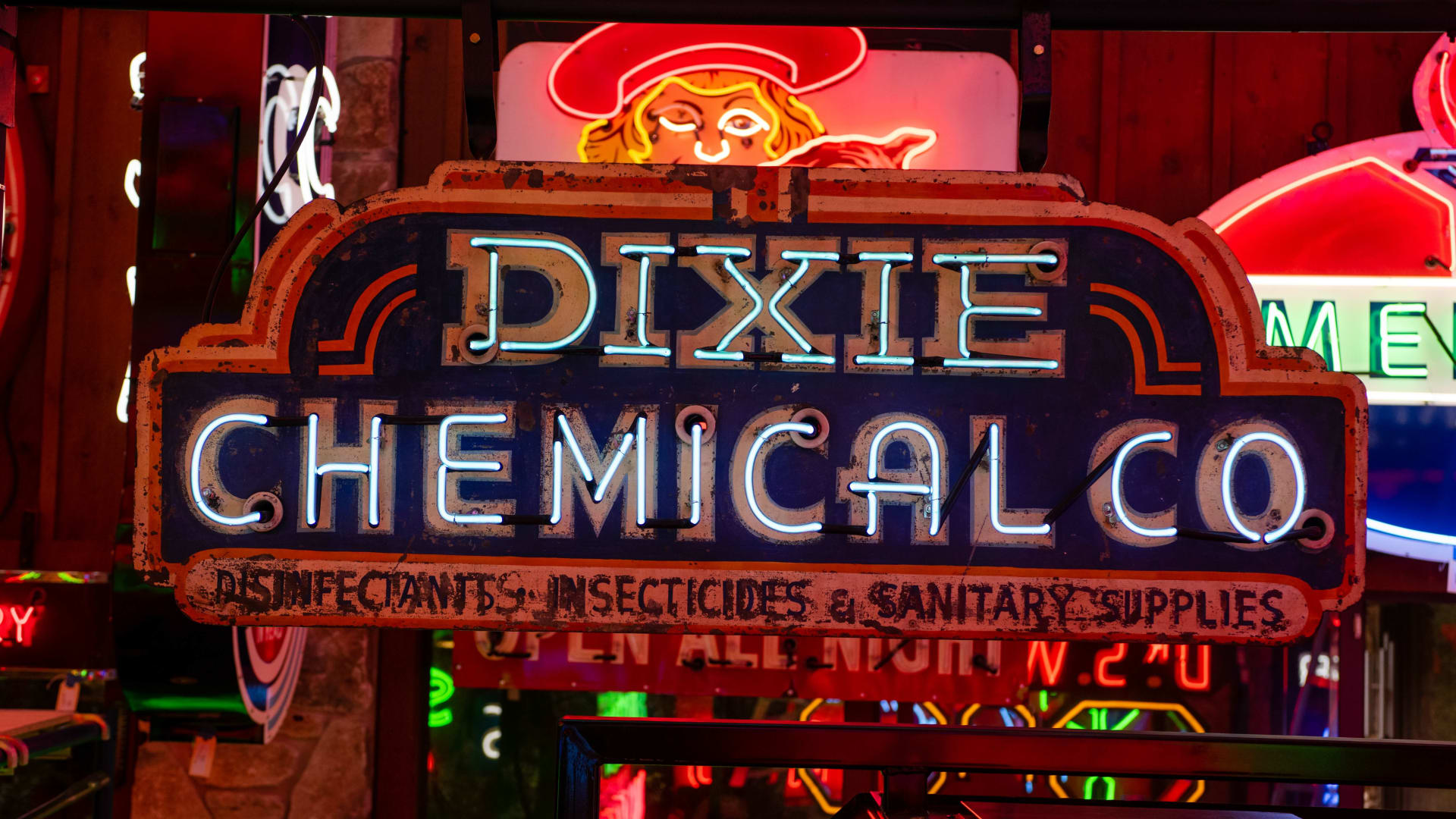 1940s-1950s Dixie Chemical Co. Double-Sided Tin Neon Sign at Glendale ...