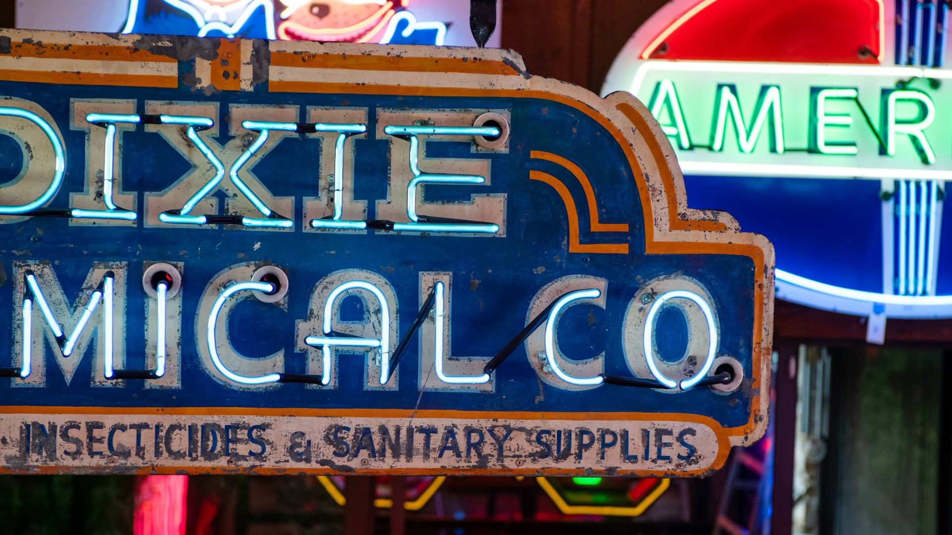 1940s-1950s Dixie Chemical Co. Double-Sided Tin Neon Sign at Glendale ...