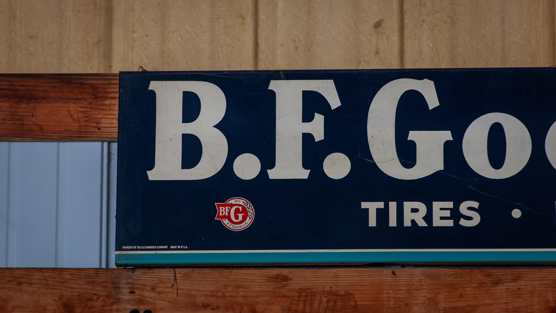 1947 B.F. Goodrich Tires Single-Sided Tin Sign at Elmer's Auto & Toy ...