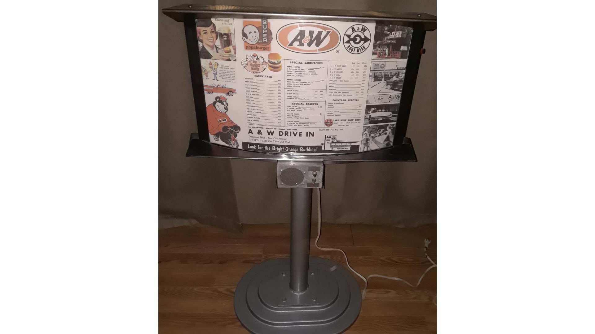 1960 A And W Lighted Car Hop Menu Sign 28x16x46 at Kissimmee 2020 as ...