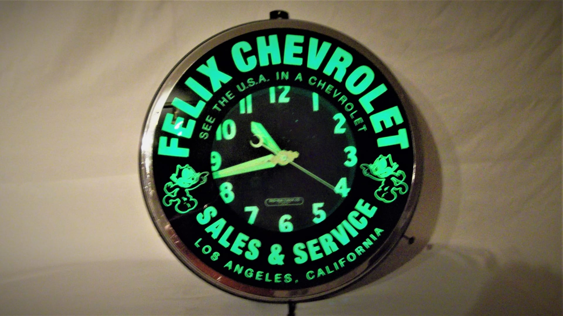 Felix Chevrolet Neon Glo-Dial Clock 22x22x5 at Kissimmee 2020 as M524 ...