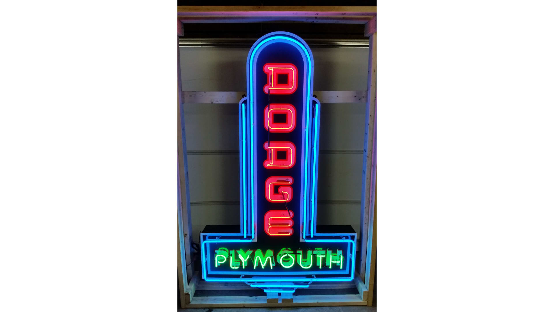 Dodge Plymouth Tin Neon Sign 48x72 at Houston 2016 as J21 - Mecum Auctions