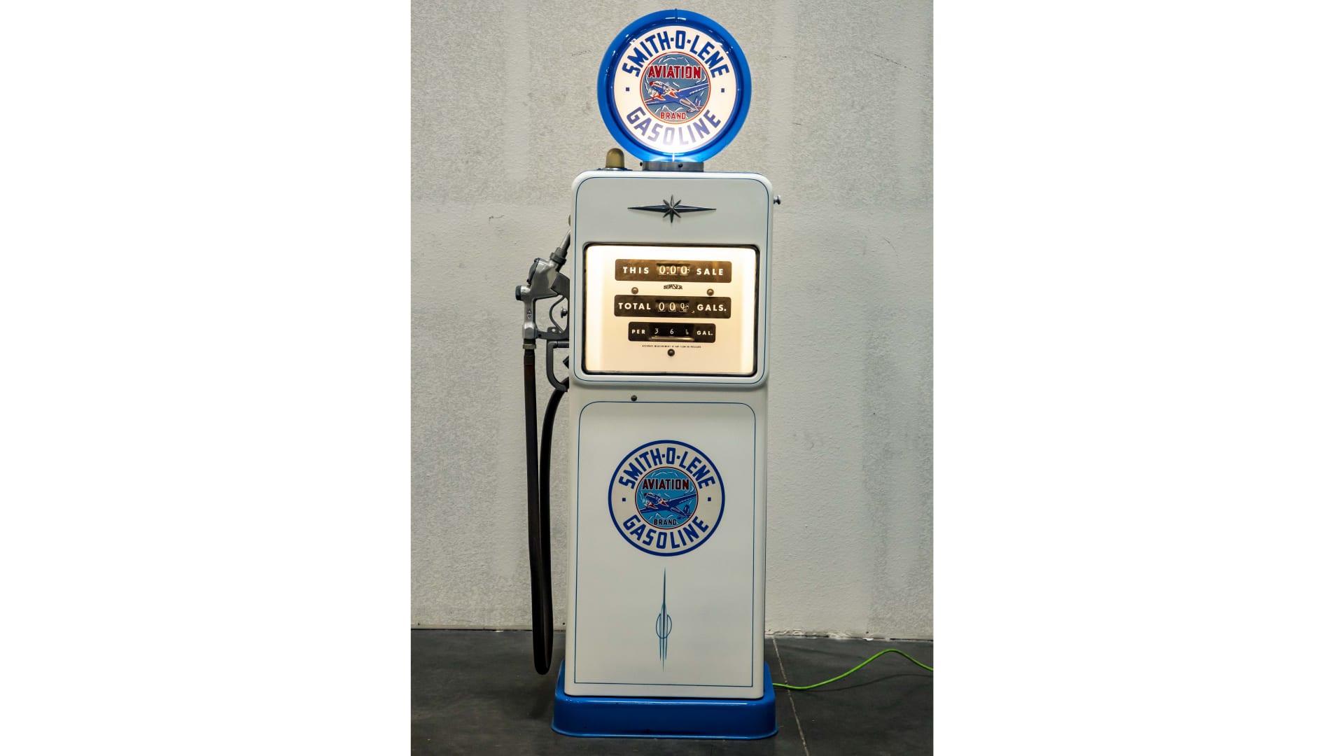 1958 Bowser 1510R Gas Pump with Indicator Light On Top, Restored 24x20x58 at Las Vegas 2019 as ...