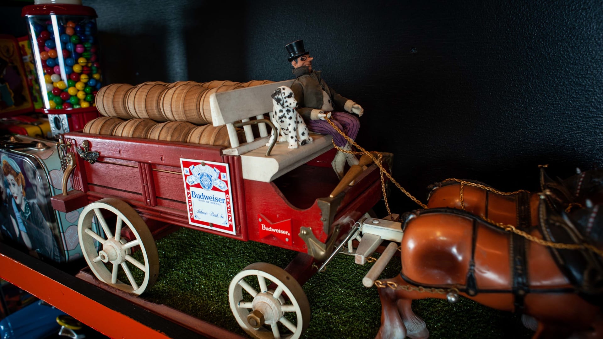 Budweiser Train Of Clydesdales And Beer Wagon Statue On Base at The ...
